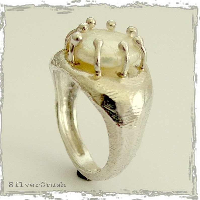 Pearl Ing Coin Pearl Ring Engagement Ring Statement Ring - Etsy