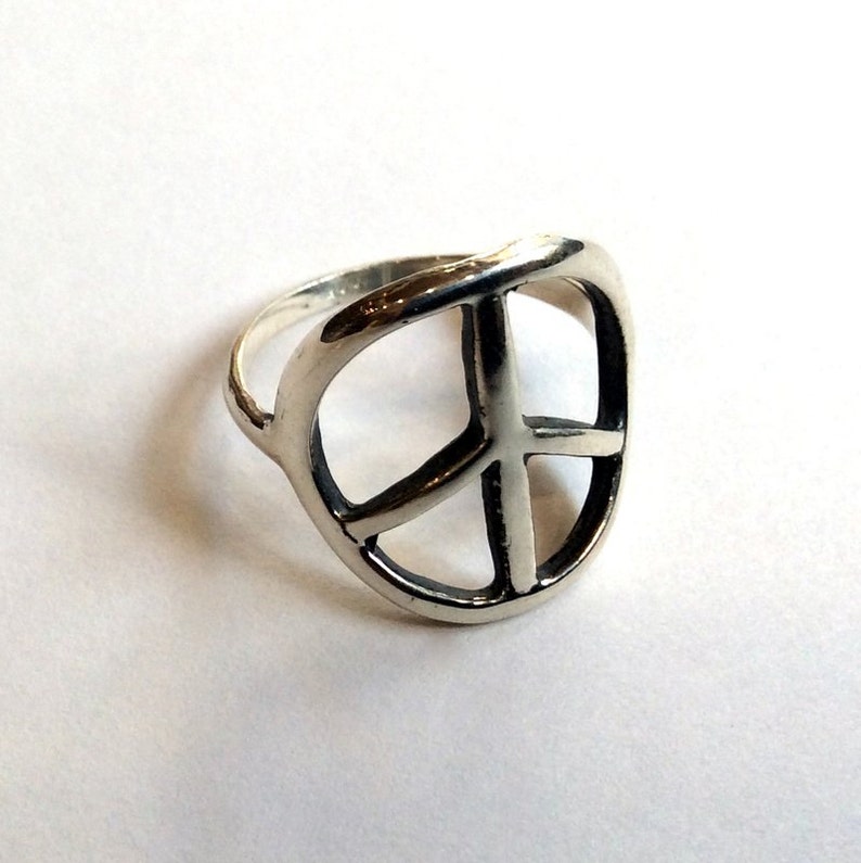 Peace Ring Symbol Ring Sterling Silver Ring Unisex Ring - Etsy