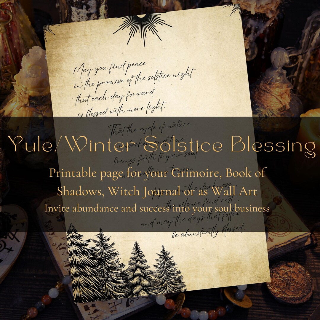 Yule Blessing Printable Art Winter Solstice Grimoire Page Book of ...