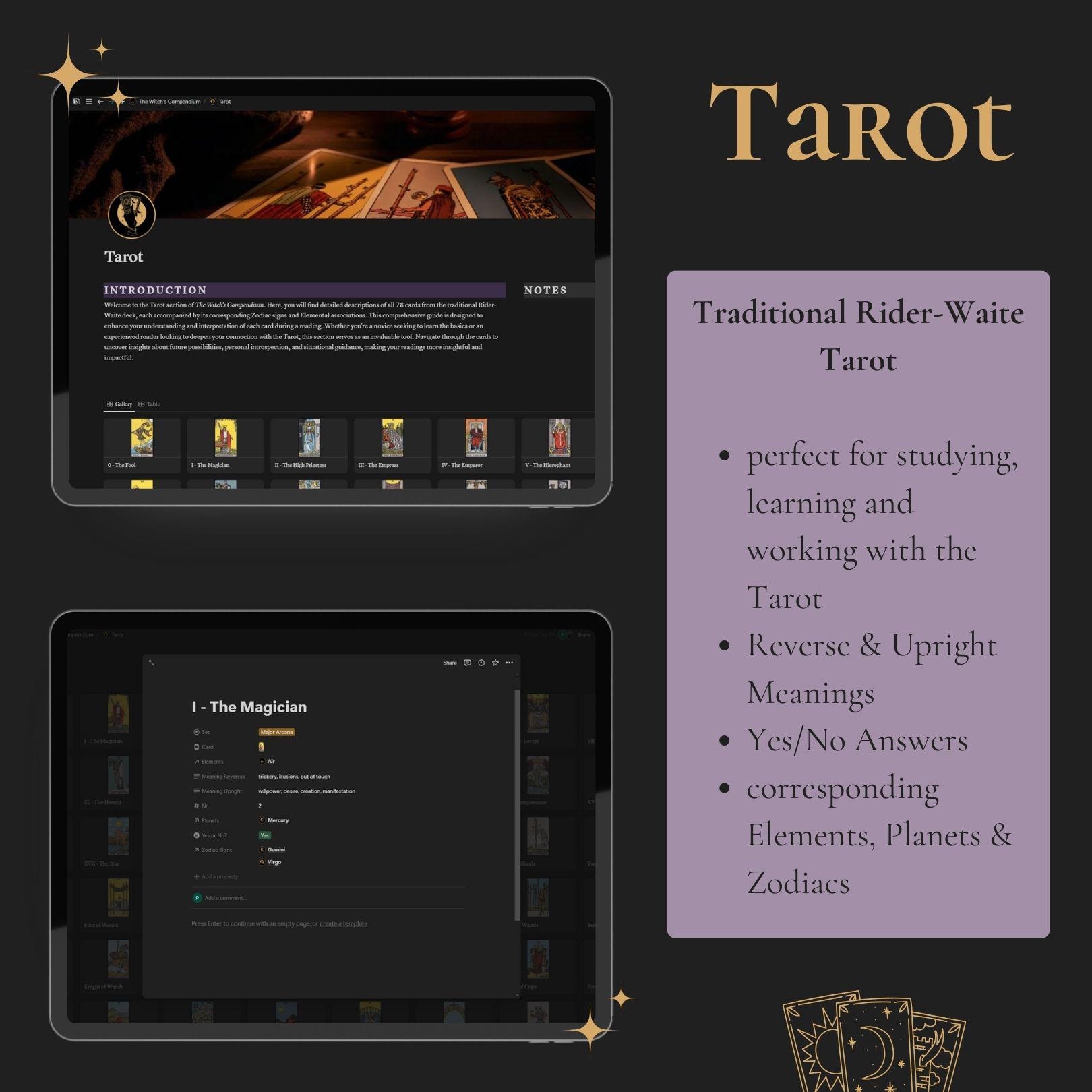 Witch's Compendium Notion Template: Astrology, Tarot, Grimoire - Etsy