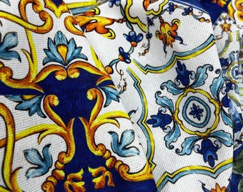 Italian Design Majolica Linen Fabric, Fabric by the Yard, Fashion ...