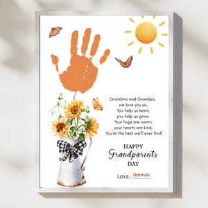 Flower Handprint Craft Art, Printable | Grandparents Day, for Grandpa ...
