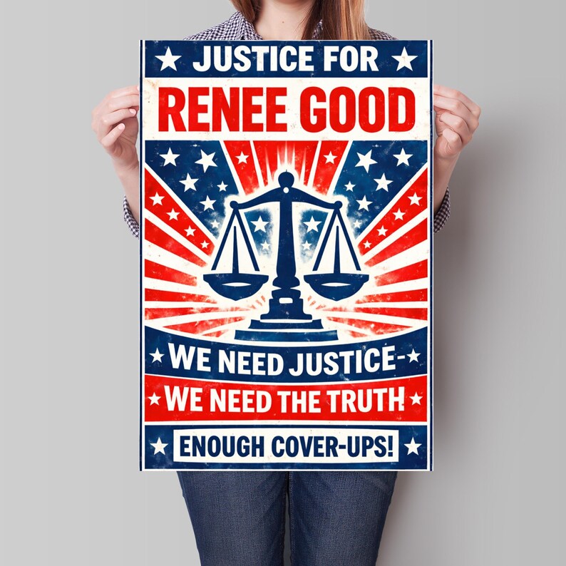Justice for Renee Good Protest Poster, Anti ICE Protest Sign, Demand ...