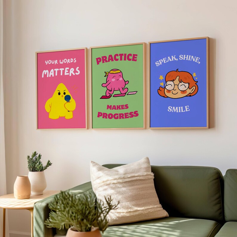 Printable Speech Therapy Poster Set, 25 Unique Designs, Colorful Wall ...