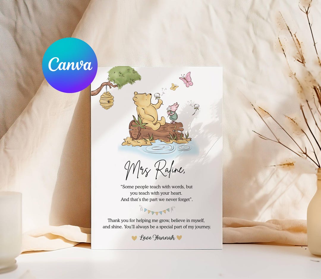 Winnie the Pooh Teacher Appreciation Print: Editable Classroom Decor ...
