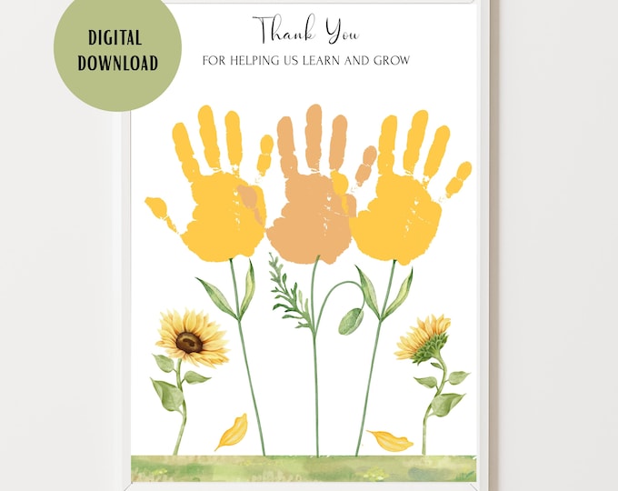 Flower Handprint Craft Art, Printable | Mothers Day, for Mom or Grandma ...
