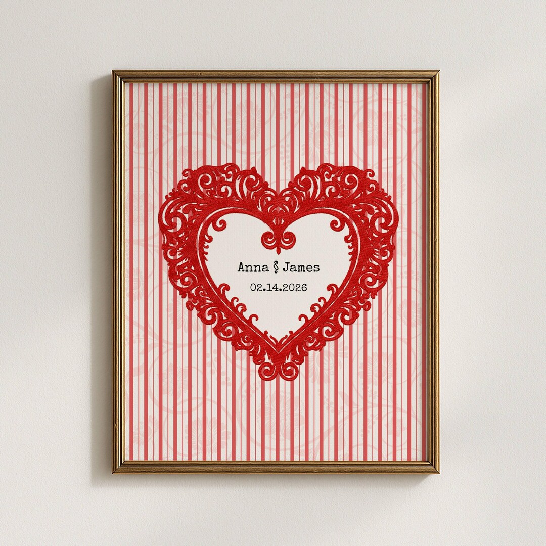 Personalized Valentine Wall Art, Custom Couple Names, Vintage Lace ...