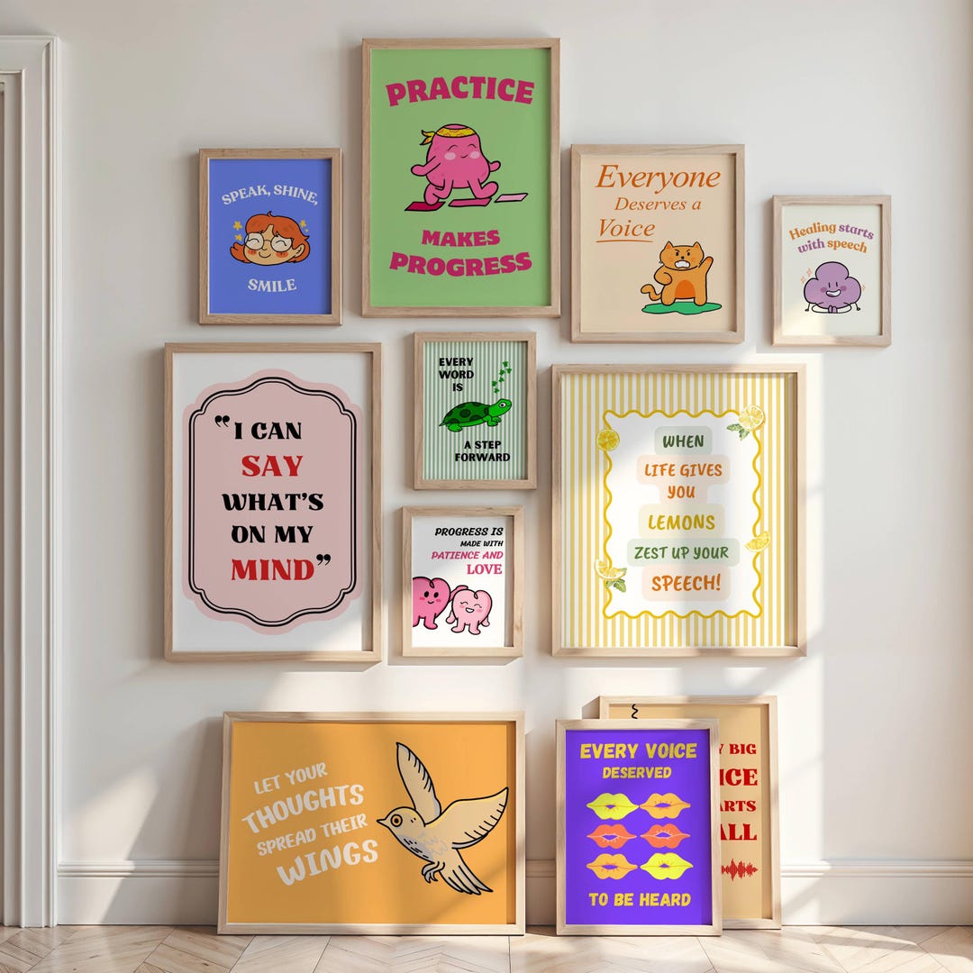 Printable Speech Therapy Poster Set, 25 Unique Designs, Colorful Wall ...