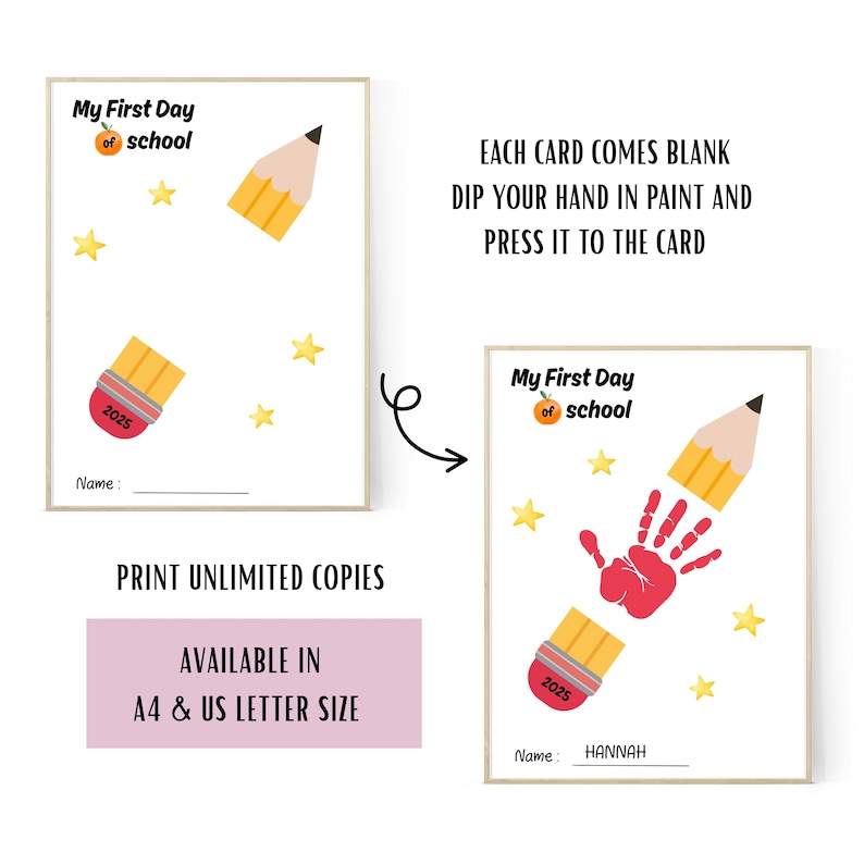 First Day of School Handprint Craft, Back to School Printable, School ...