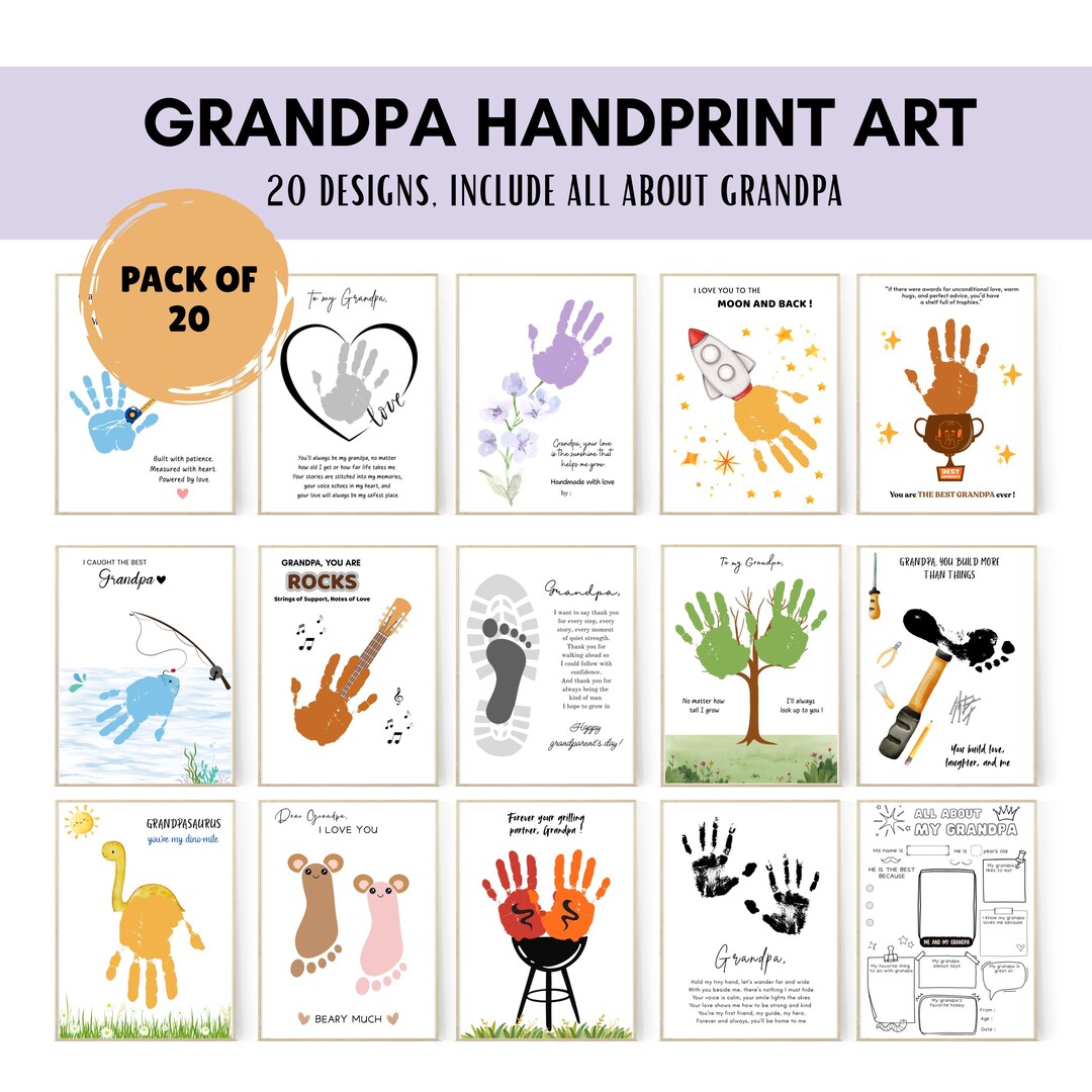 20 Grandpa Handprint Craft, Grandpa Handprint Art, Grandparents Day ...