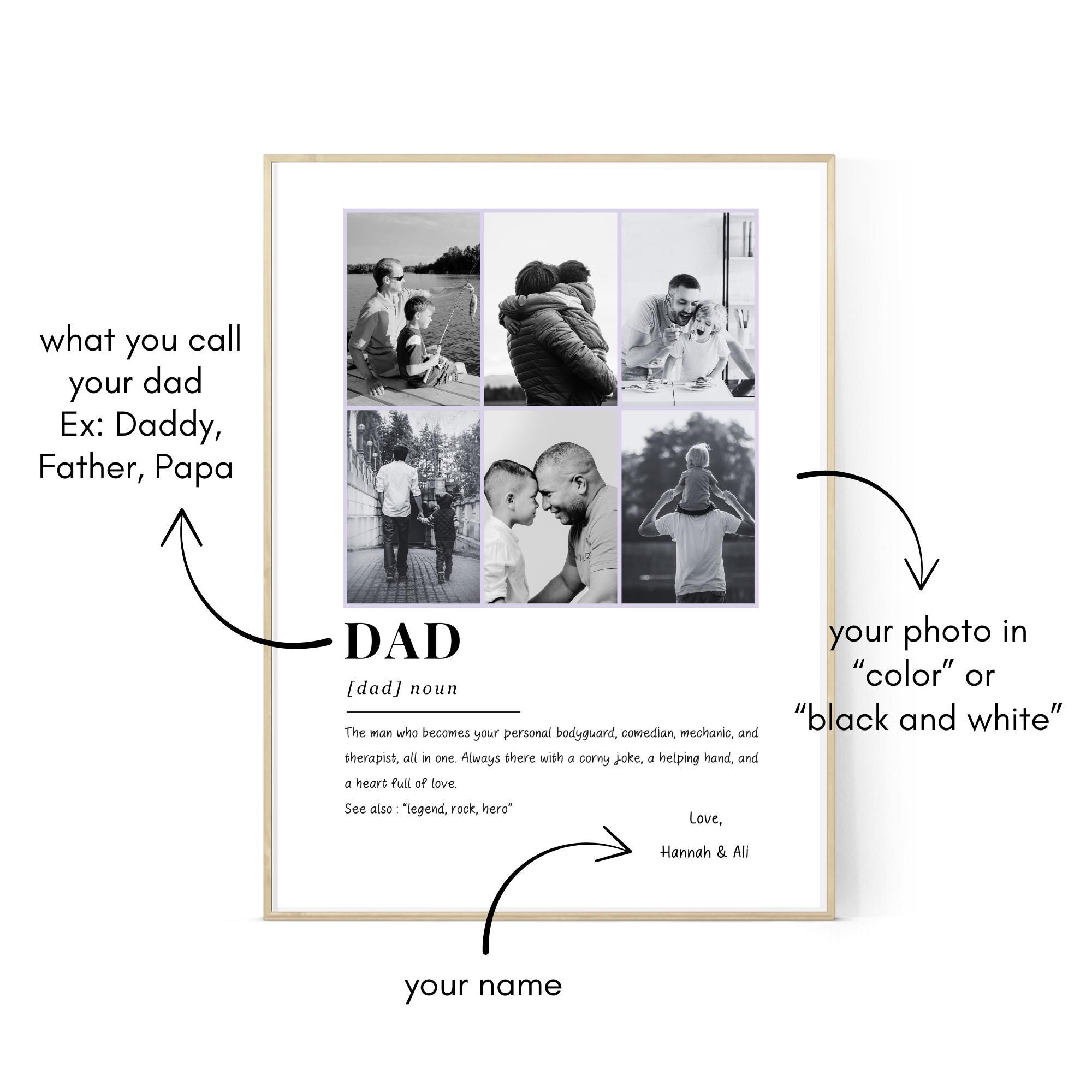 Dad Definition Art Wall Decor Father Gift Idea Personalized Photo ...