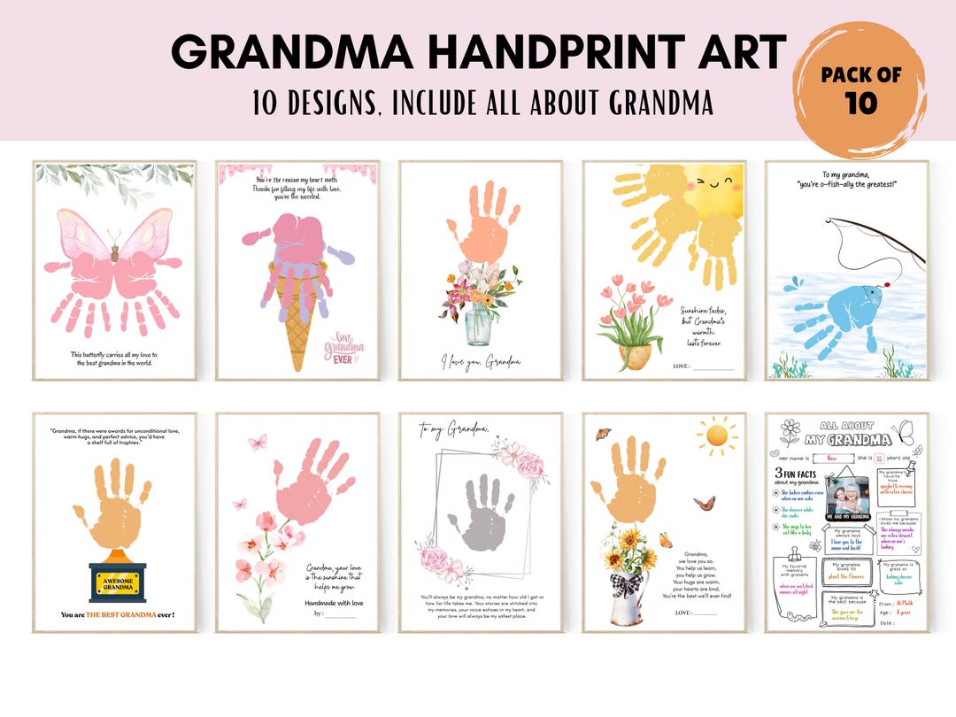 Grandma Handprint Art, Grandma Printable, Grandma Mother's Day Gift ...