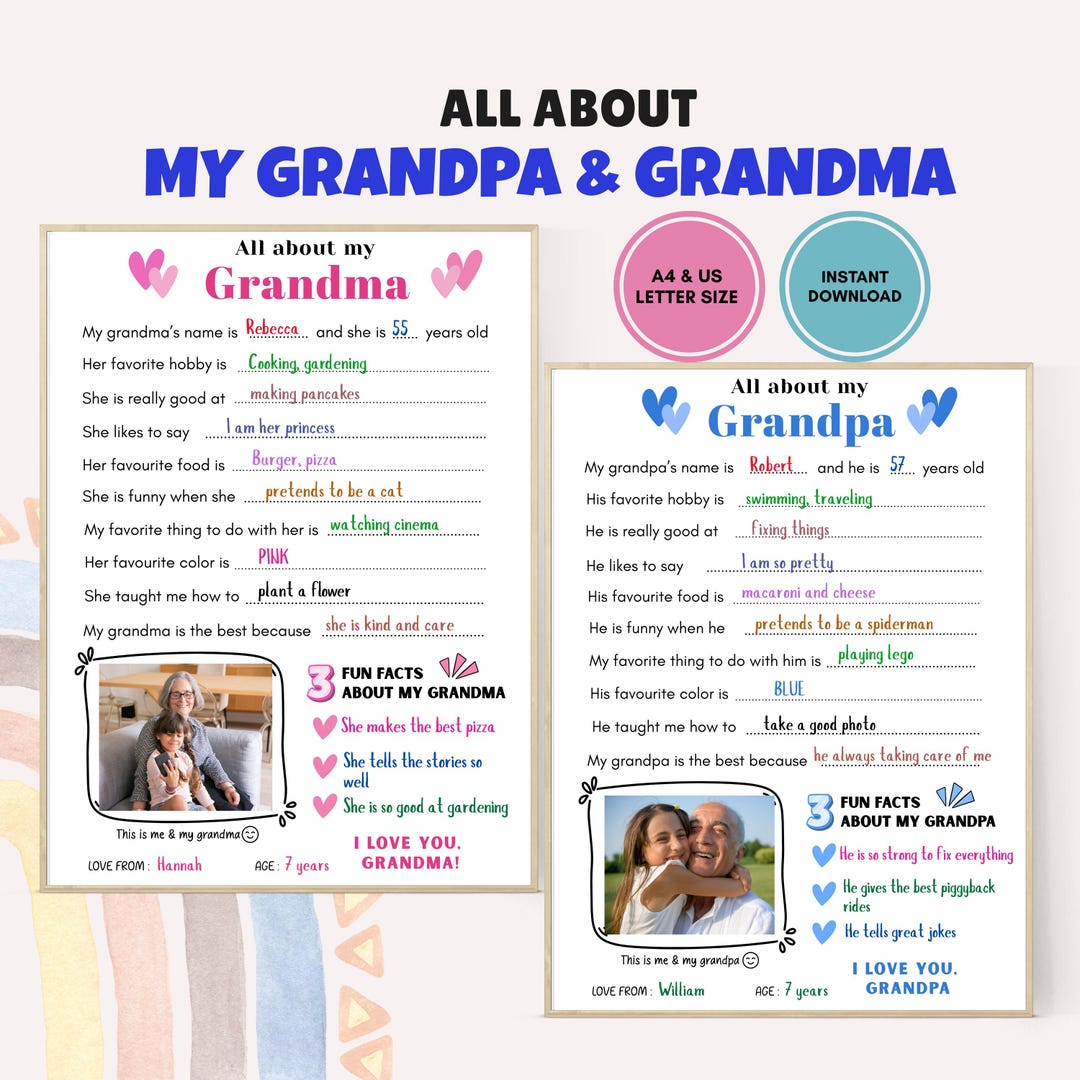 Bundle All About My Grandma and Grandpa Printable Father's Day and ...
