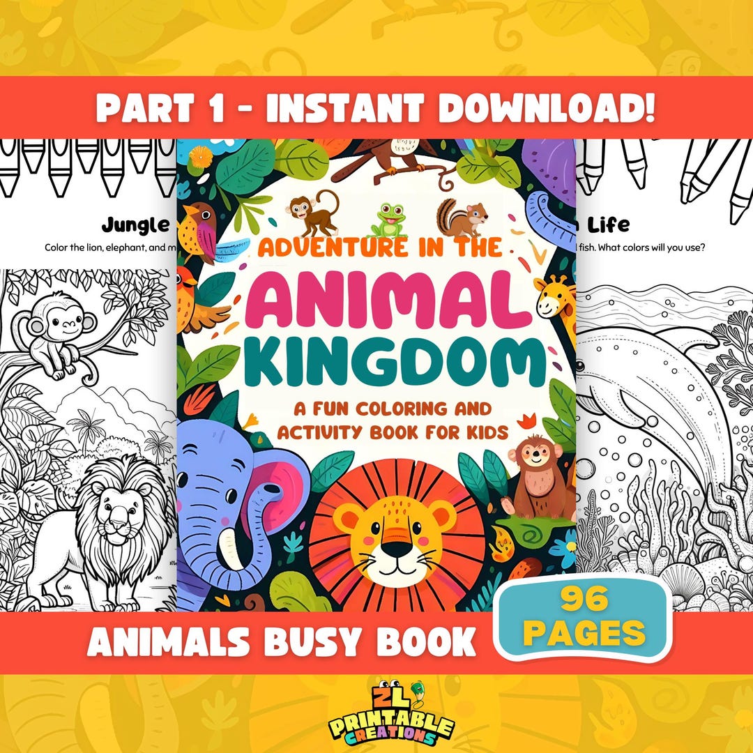 Busy Book Printable Animal Activity and Coloring Book for Kids | Fun ...