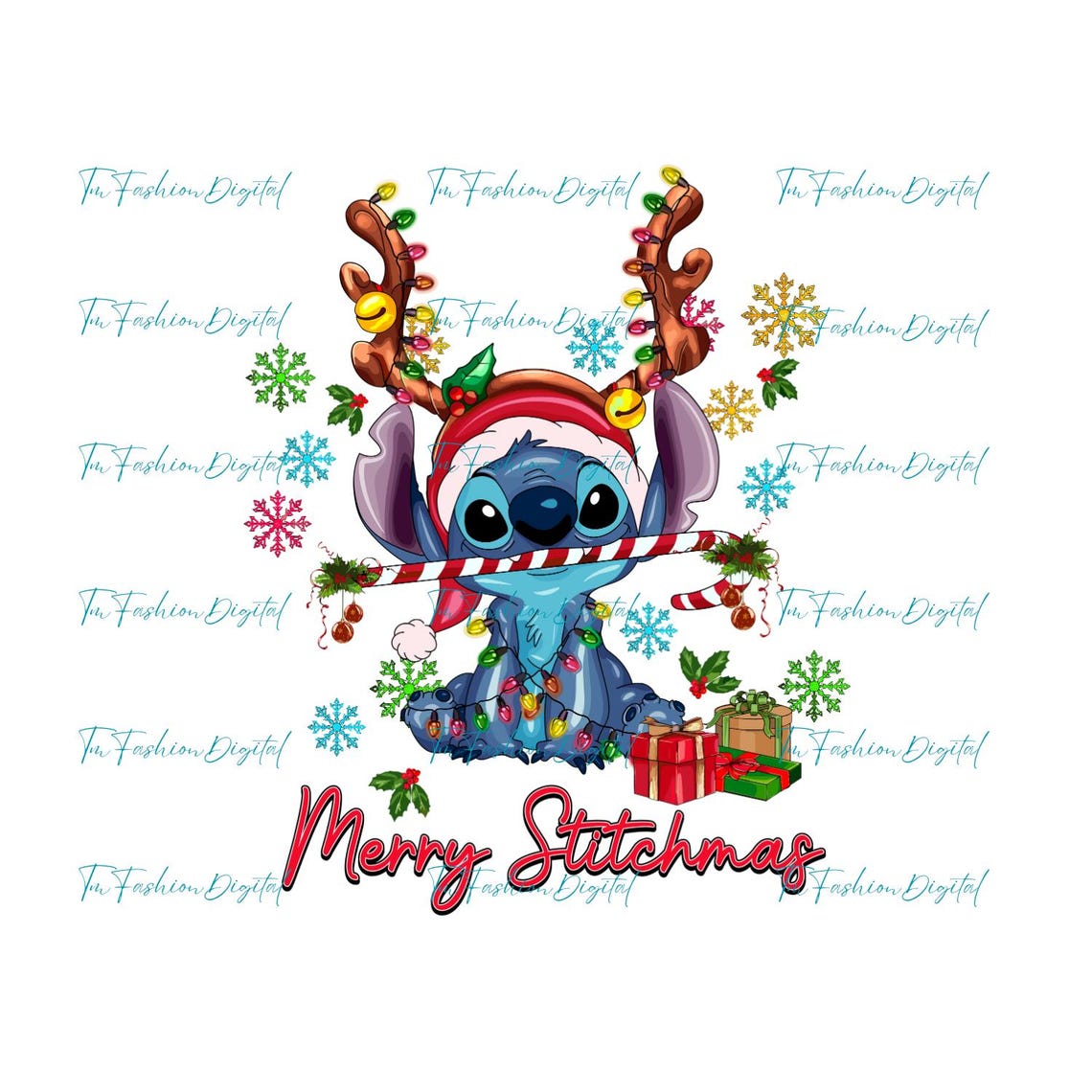 Stitch Christmas Png, Cute Christmas Png, Merry Christmas Png, Blue ...