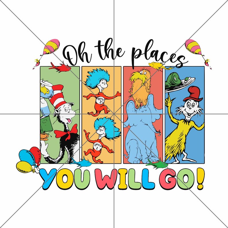 Oh the Places You'll Go Png, Cat in the Hat Png, Colorful Dr Seuss Png ...