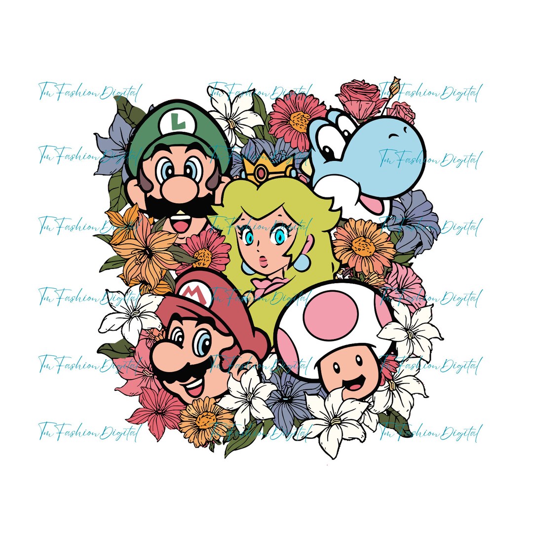 Floral Super Mario Characters Png, Mario and Friends Png, Super Mario ...