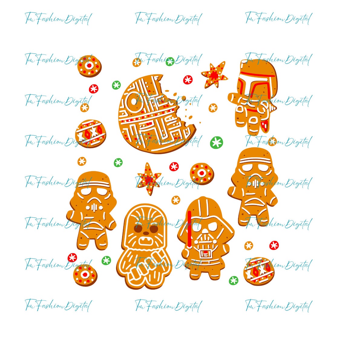Star Wars Gingerbread Cookies Png, Galaxy Wars Christmas Digital Files ...