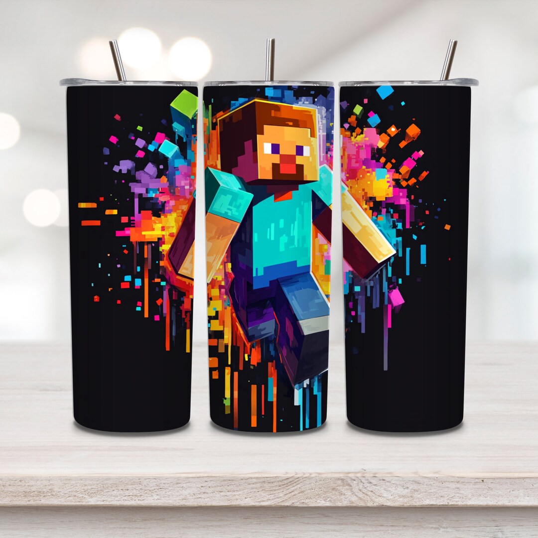 Video Game Tumbler Wrap, Minecraft Sublimation Wrap 20oz Tumbler Png ...
