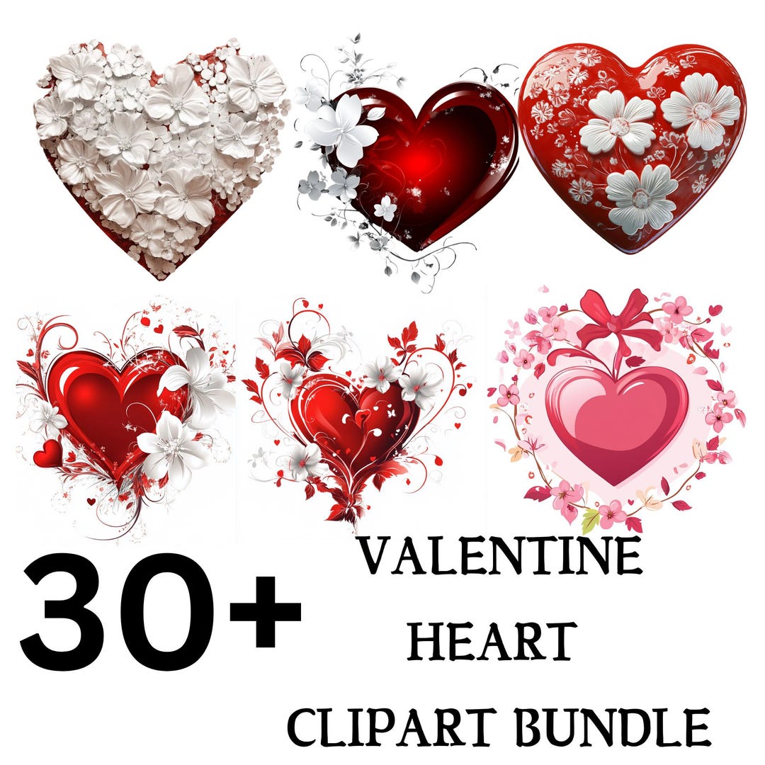 30 Valentine Heart Clipart Bundle Valentine Sublimation Valentine Heart ...