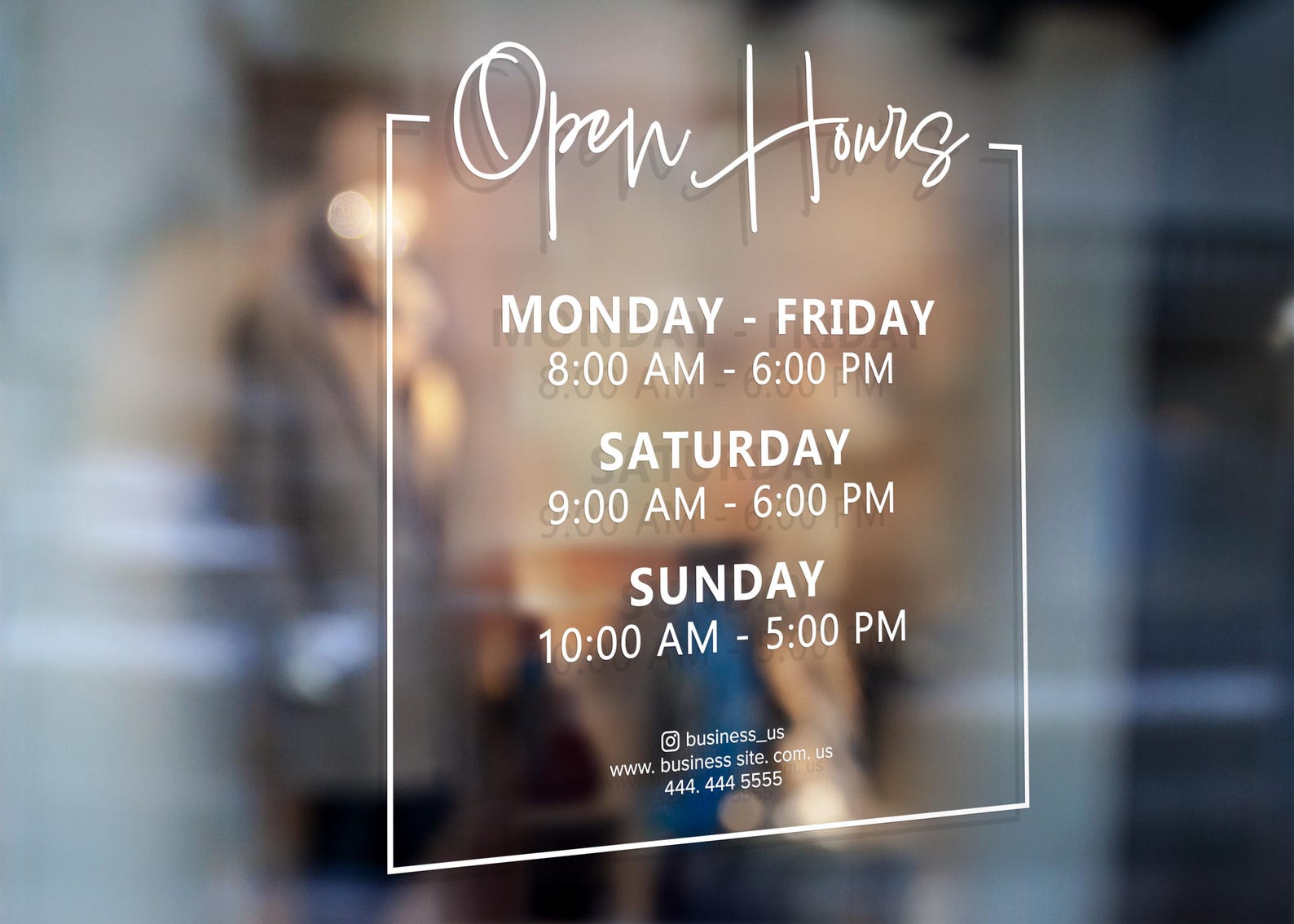 Store Hours Decal - Personalized Window Sign - Business Hours - Small ...