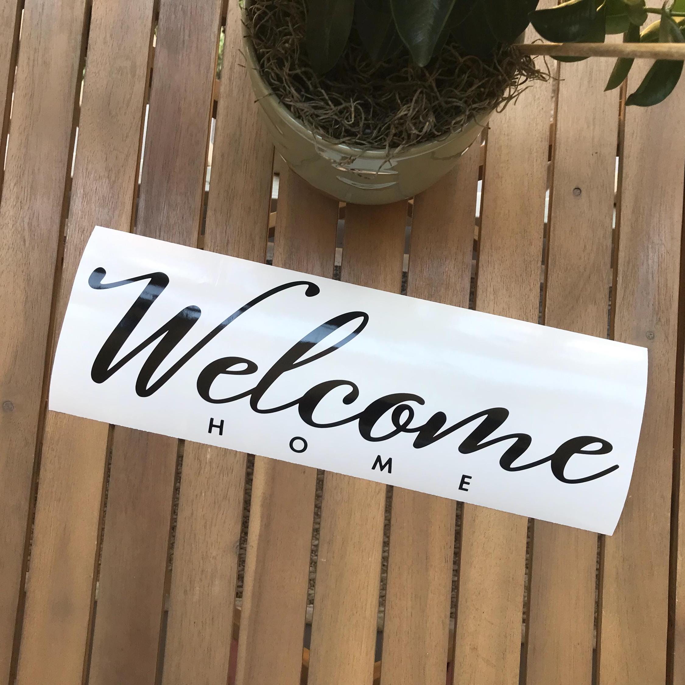 Welcome Home Front Door Decal. Transparent Vinyl Sticker on the Door of ...