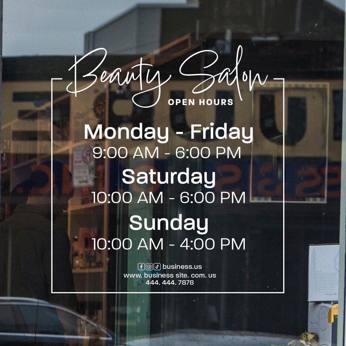 Beauty Salon Window Sign - Open Hours Decal - Business Hours - Manicure ...