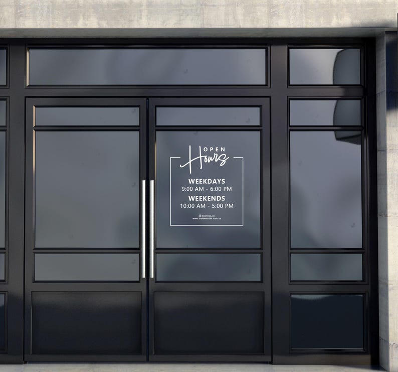 Personalized Open Hours Vinyl Decal – Shop Window Sign – Business ...