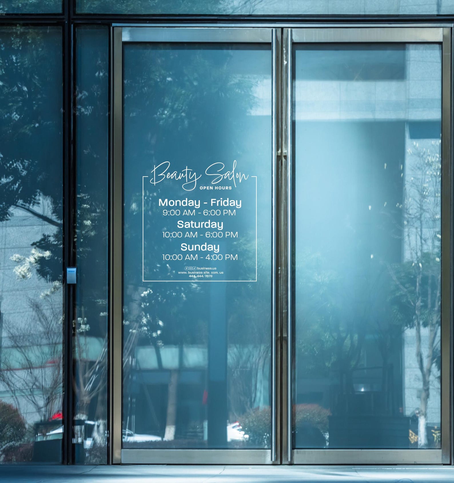 Beauty Salon Window Sign - Open Hours Decal - Business Hours - Manicure ...