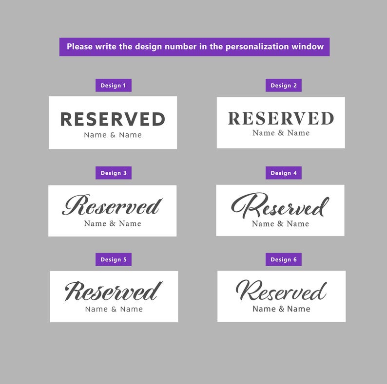 Personalized Double-sided Reserved Sign With Names – Custom Wedding ...