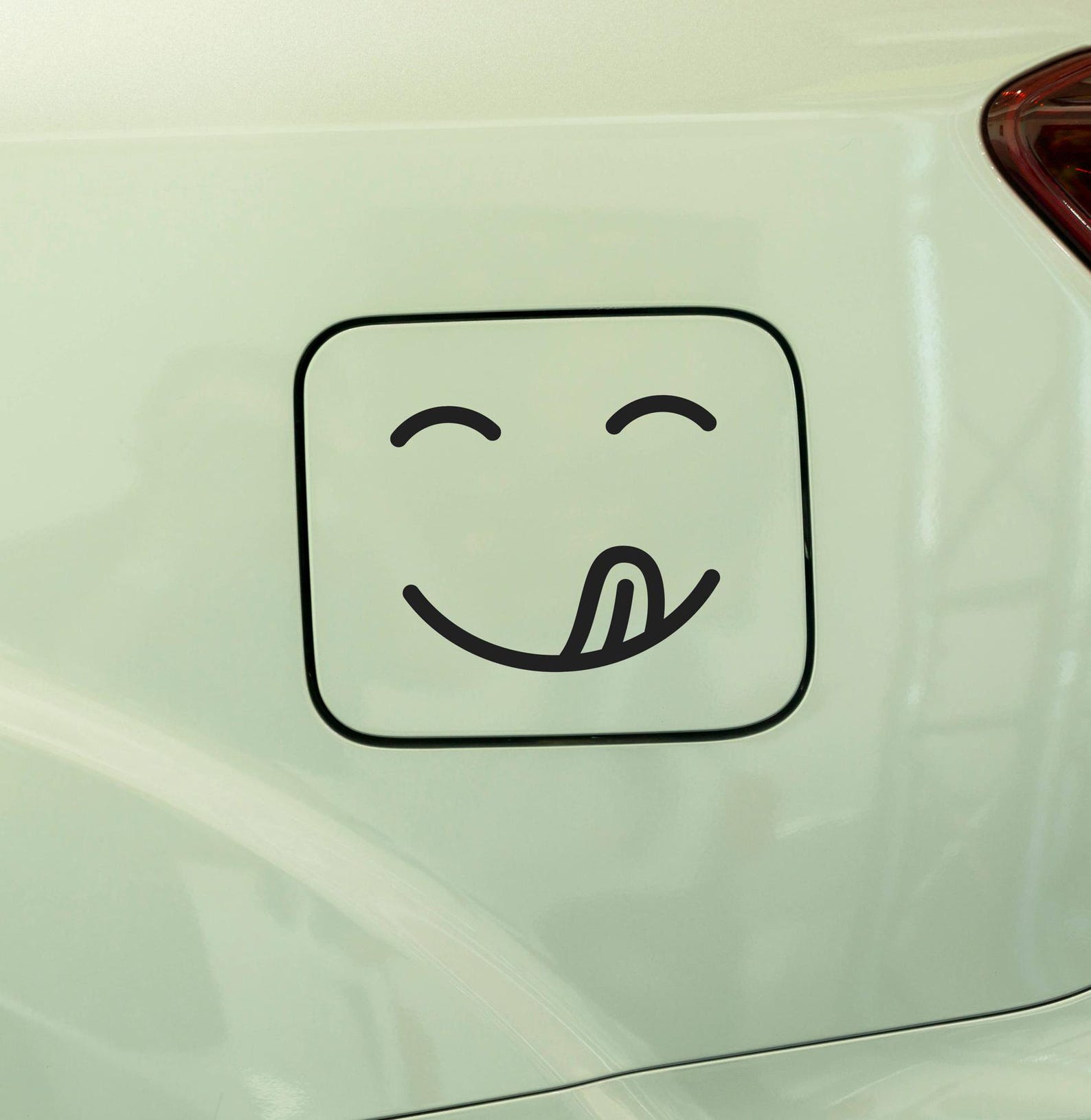 Decal With Smiley Face on Gas Tank Door - Emoji Craving Tasty Fuel ...