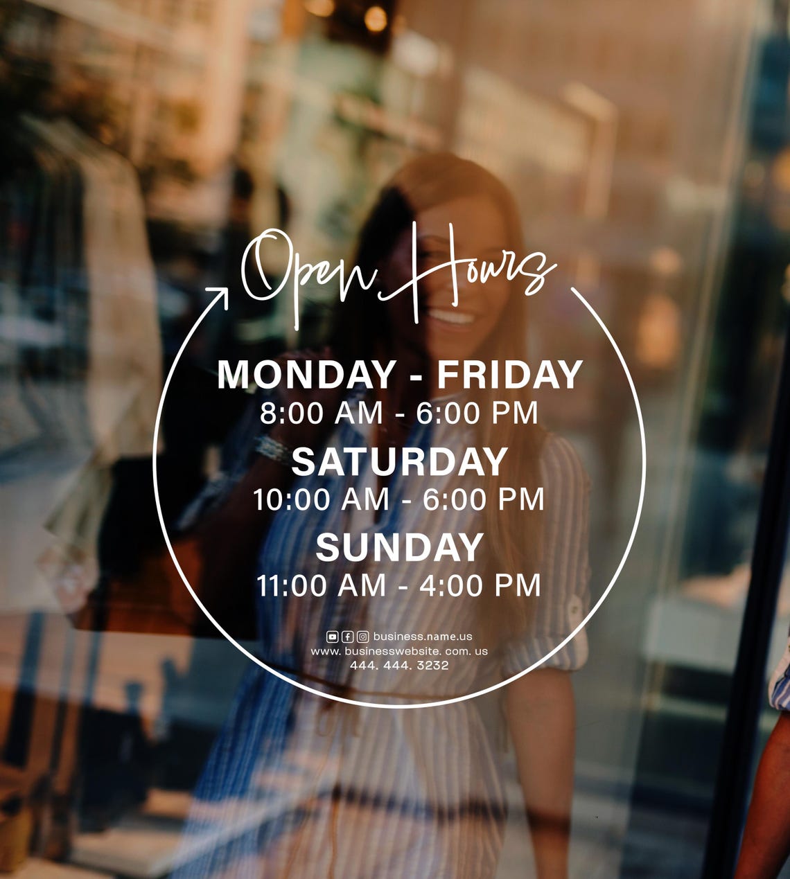 Personalized Store Hours Decal - Custom Window Sign for Business or ...