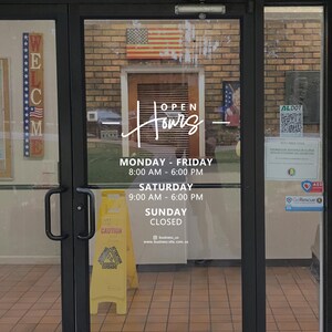 Personalized Business Hours Decal - Custom Store Hours Window Sign ...