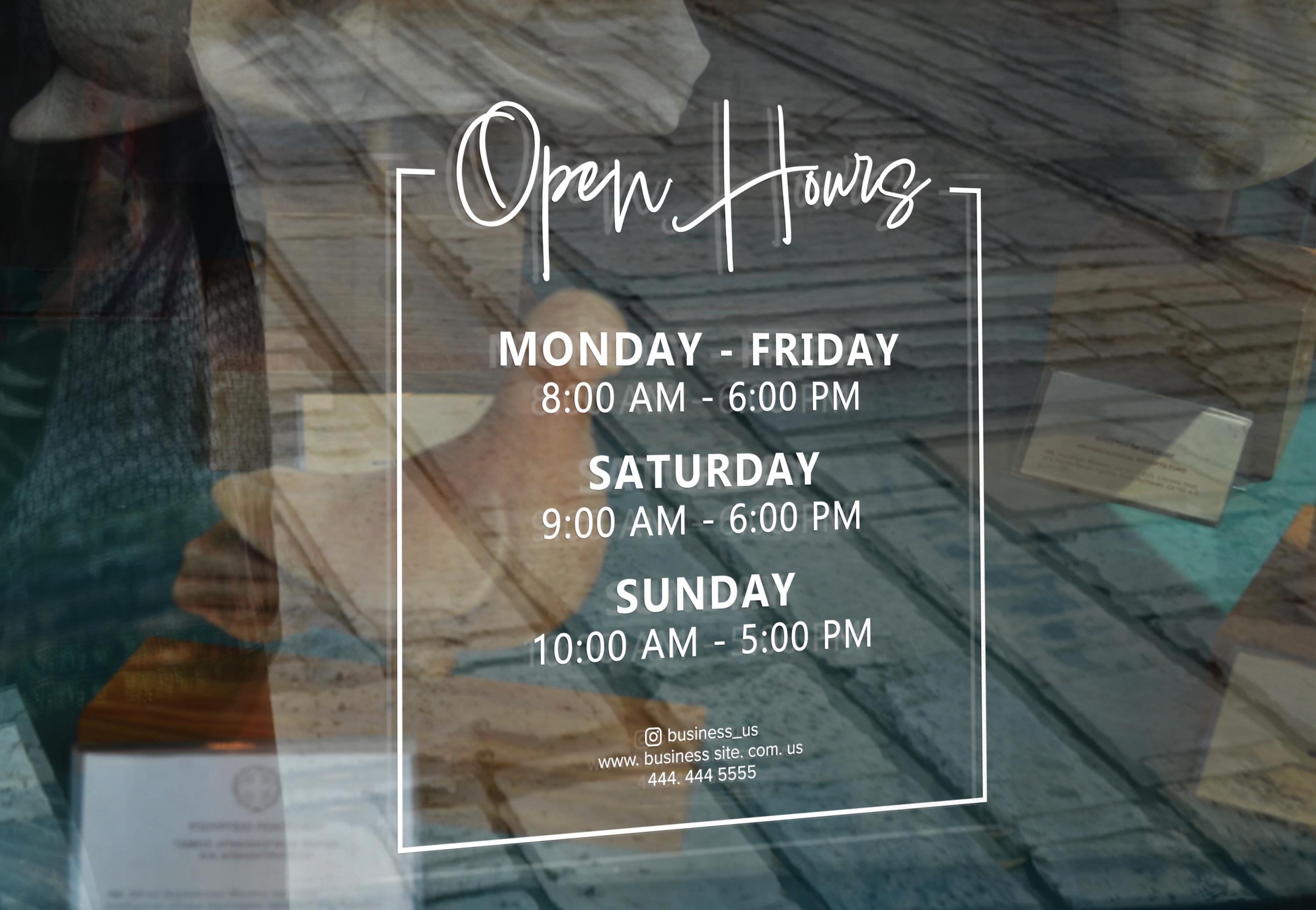 Store Hours Decal - Personalized Window Sign - Business Hours - Small ...