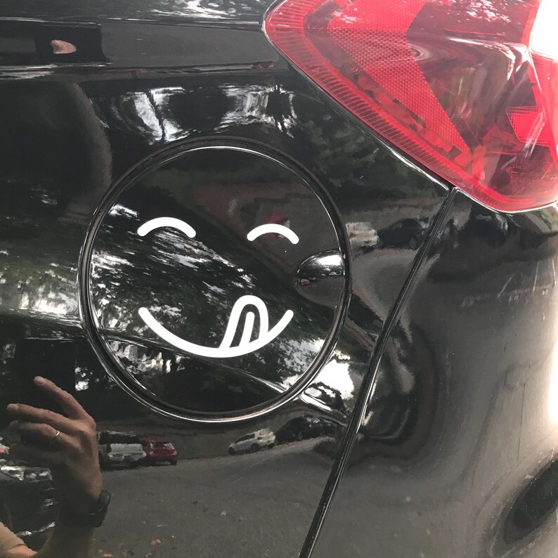 Decal With Smiley Face on Gas Tank Door - Emoji Craving Tasty Fuel ...