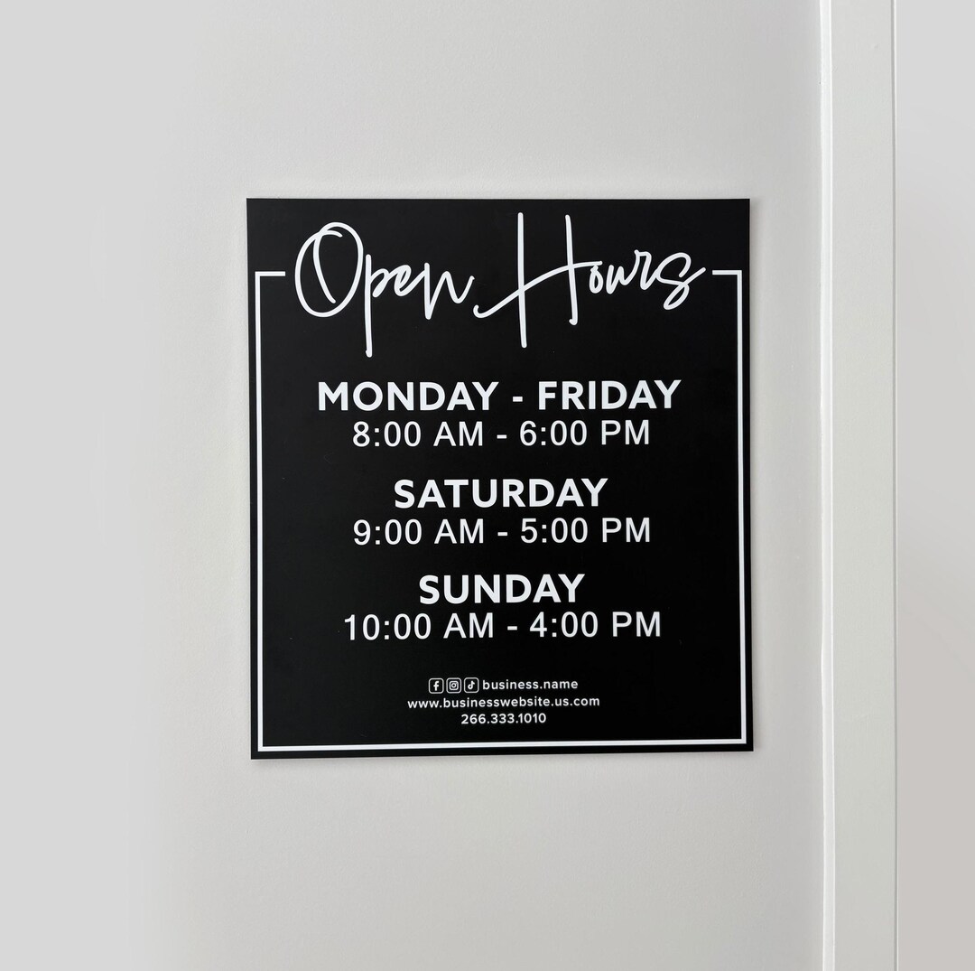 Plastic Open Hours Sign for Facade Buildings – Store, Shop, Restaurant ...