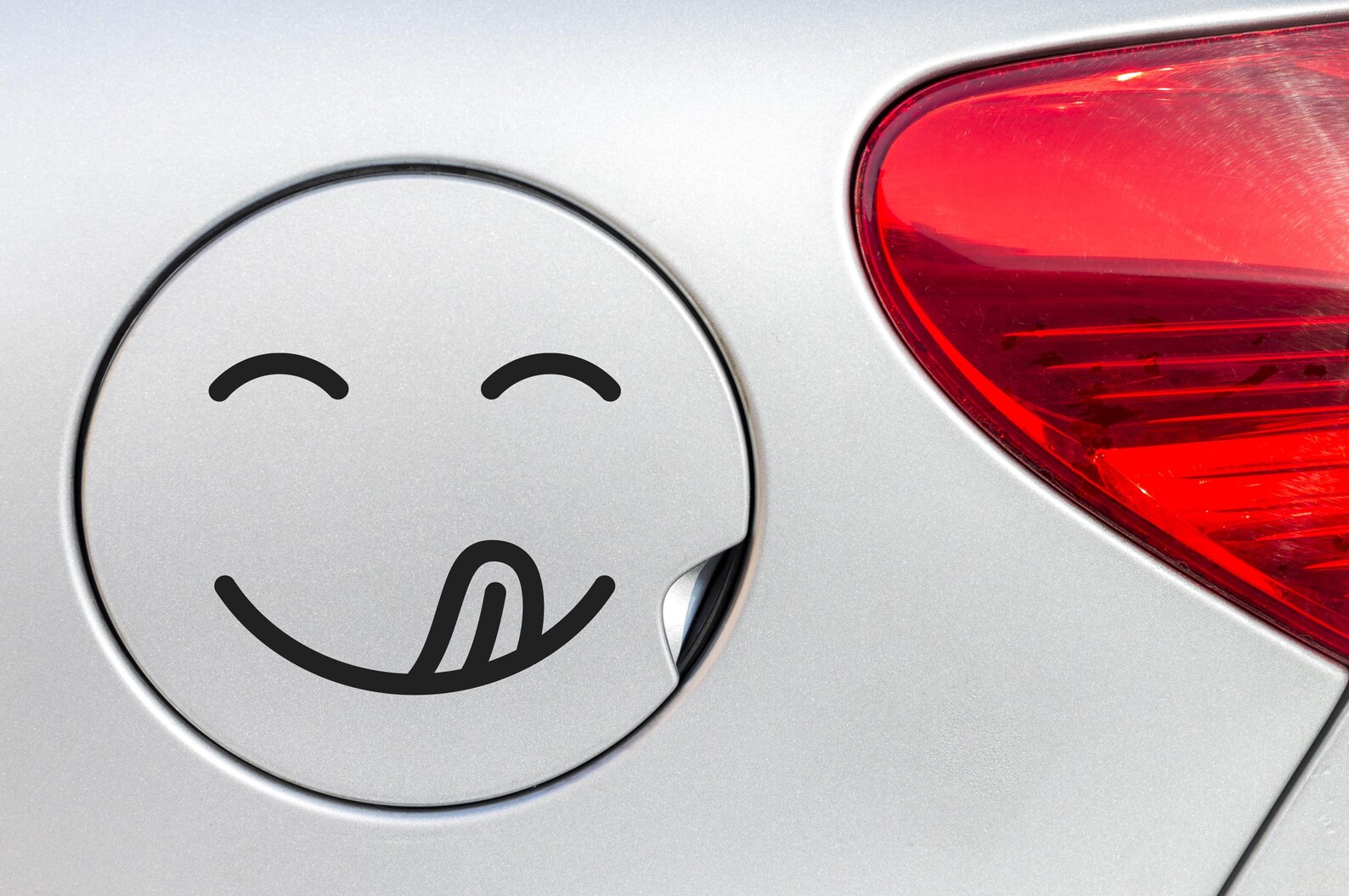 Decal With Smiley Face on Gas Tank Door - Emoji Craving Tasty Fuel ...