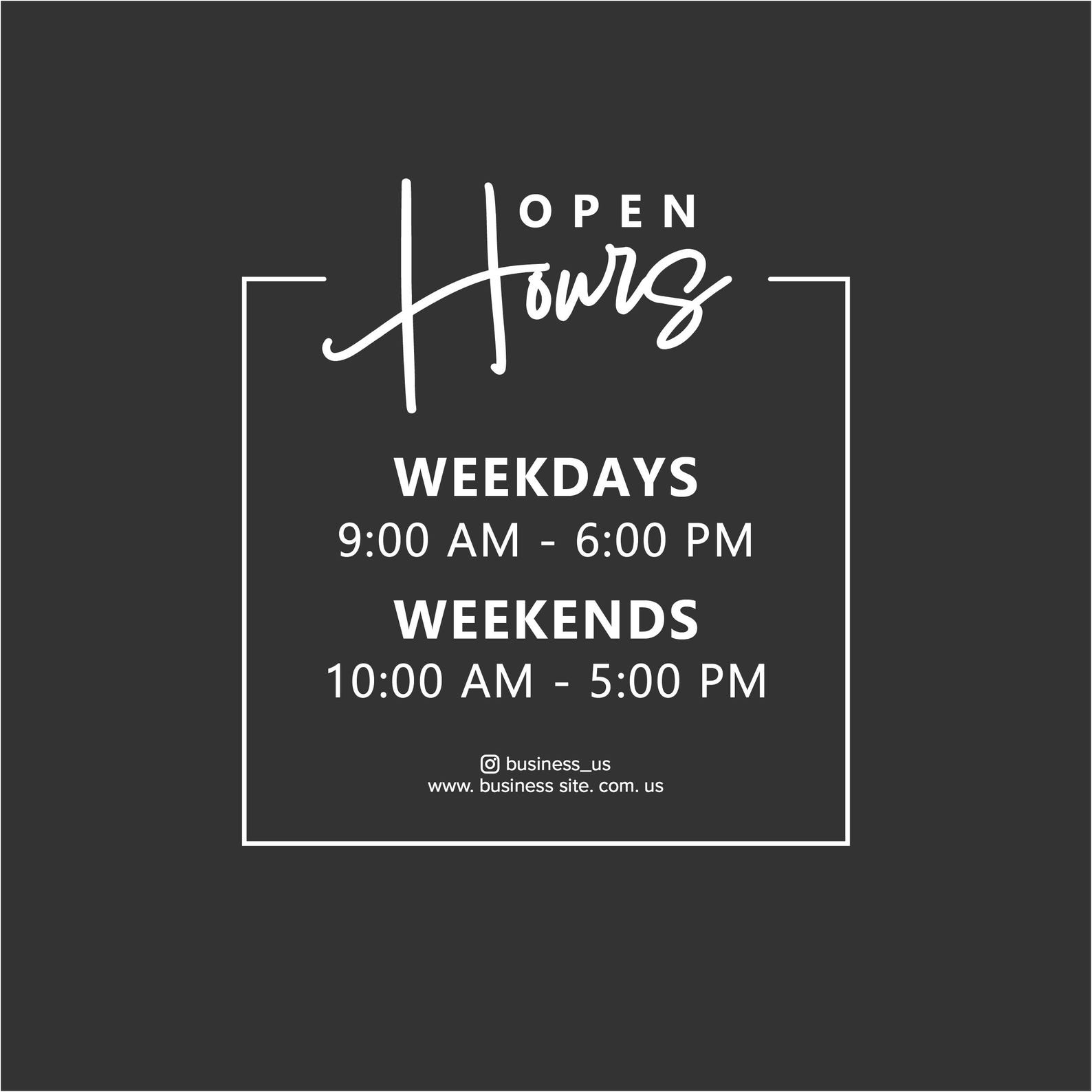 Personalized Business Hours Sign Front Glass Door Decal Hour Sign Vinyl ...