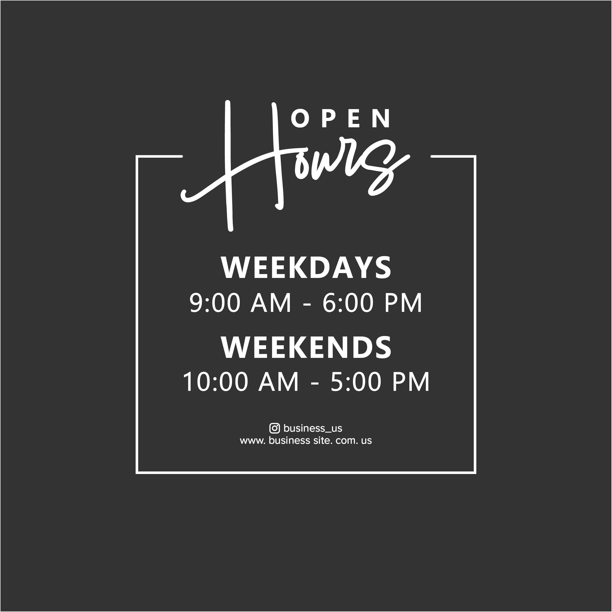 Personalized Business Hours Sign Front Glass Door Decal Hour Sign Vinyl ...