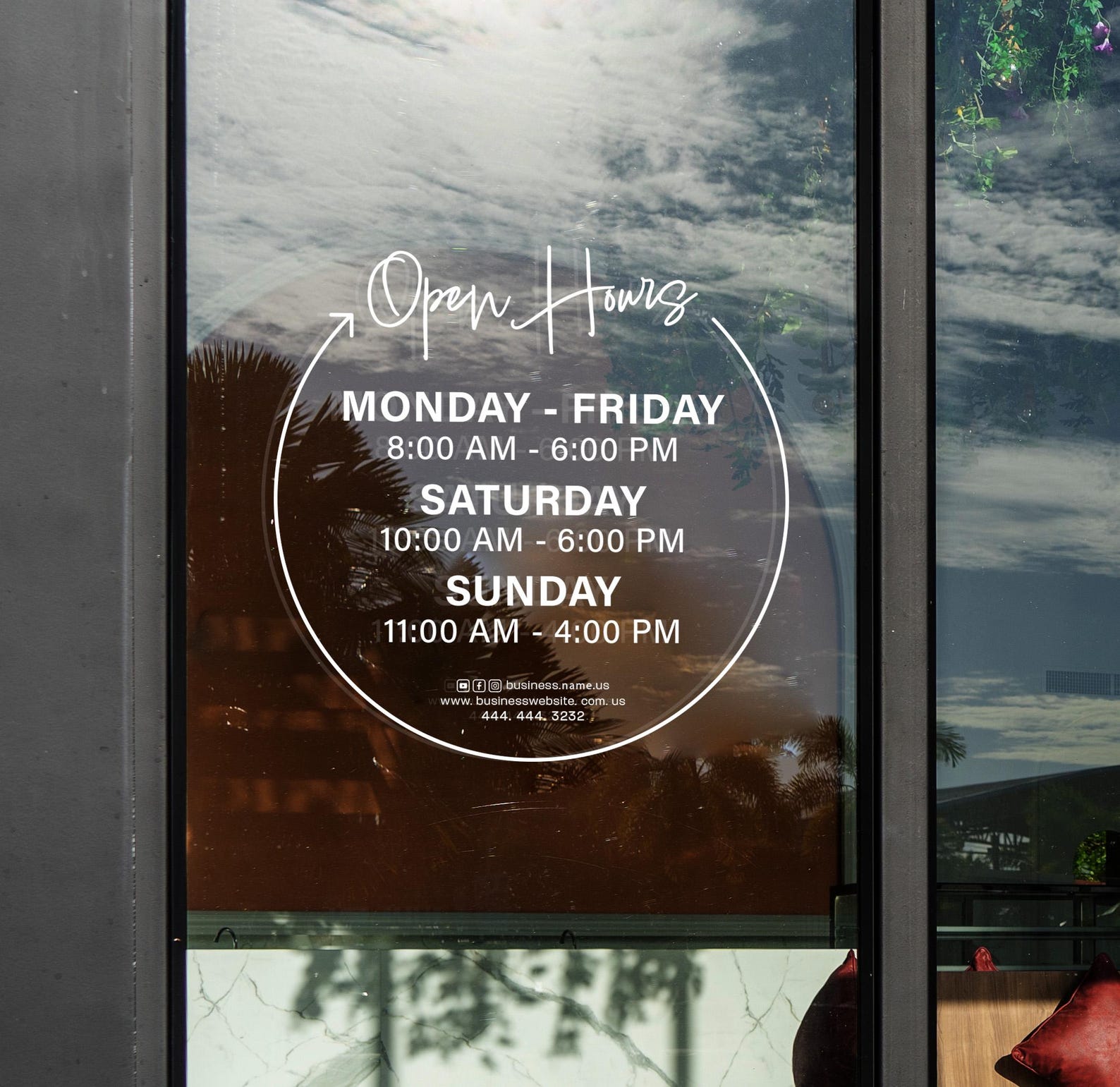 Personalized Store Hours Decal - Custom Window Sign for Business or ...