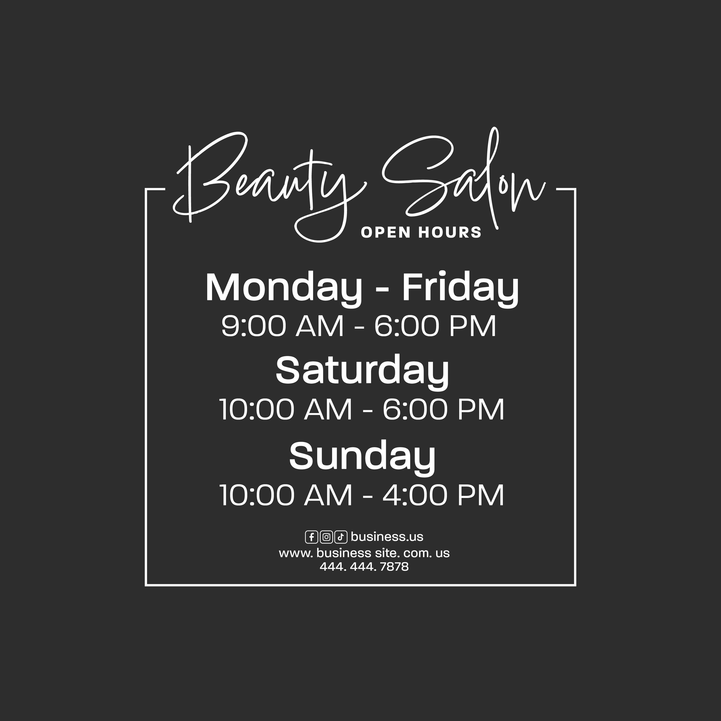 Beauty Salon Window Sign - Open Hours Decal - Business Hours - Manicure ...