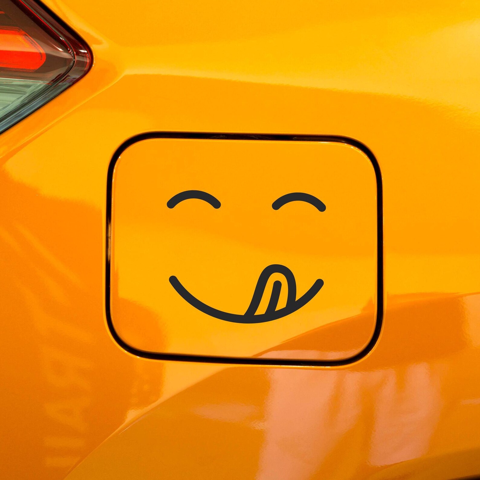 Decal With Smiley Face on Gas Tank Door - Emoji Craving Tasty Fuel ...