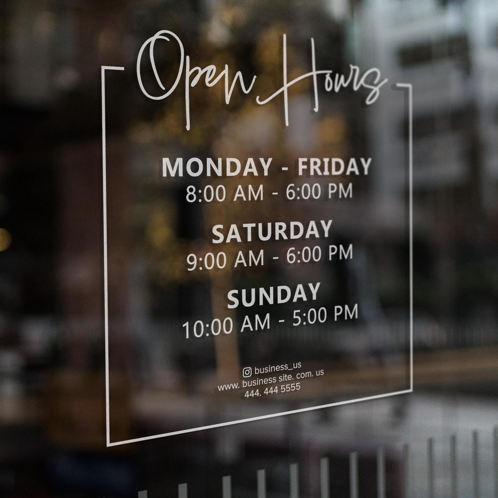 Store Hours Decal - Personalized Window Sign - Business Hours - Small ...
