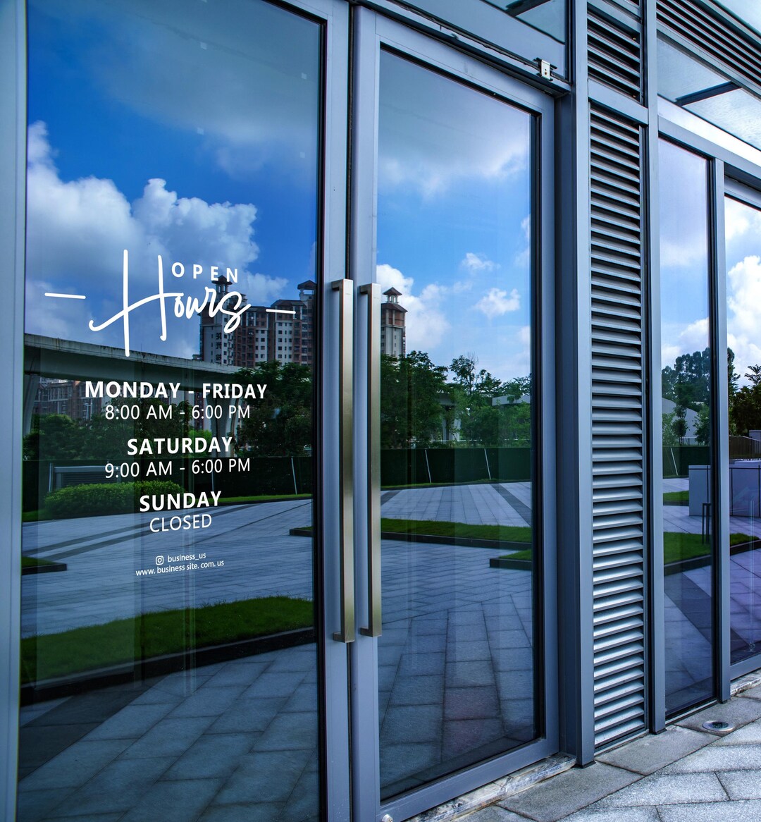 Personalized Business Hours Decal - Custom Store Hours Window Sign ...