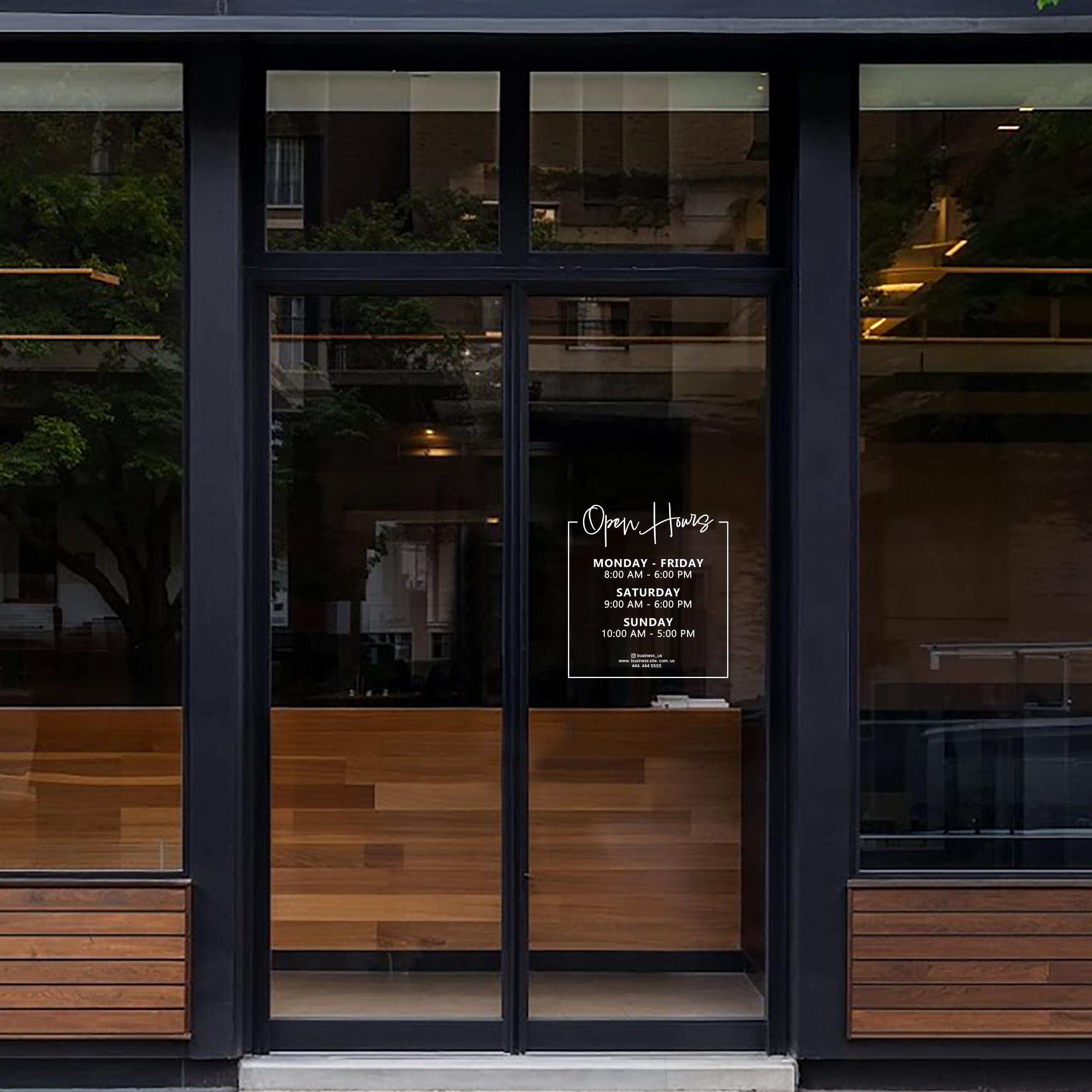 Store Hours Decal - Personalized Window Sign - Business Hours - Small ...