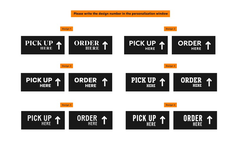 Set Order Here Sign, Pick up Here Sign | Restaurant, Cafe, Coffee Shop ...