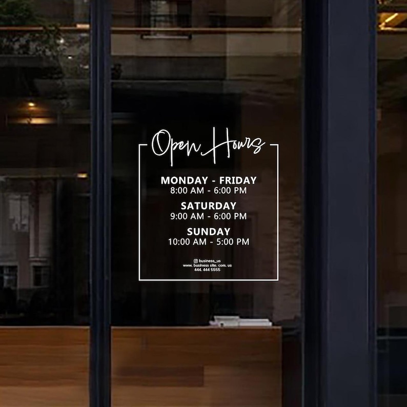 Personalized Business Hours Vinyl Decal – Store Window Sign - Etsy
