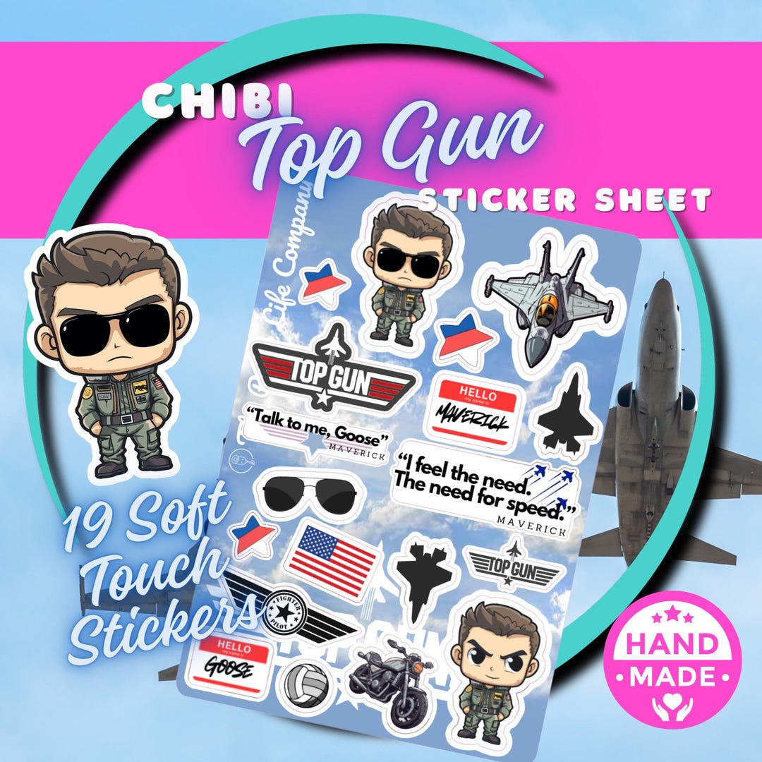 Chibi Top Gun Maverick Sticker Sheet - Etsy