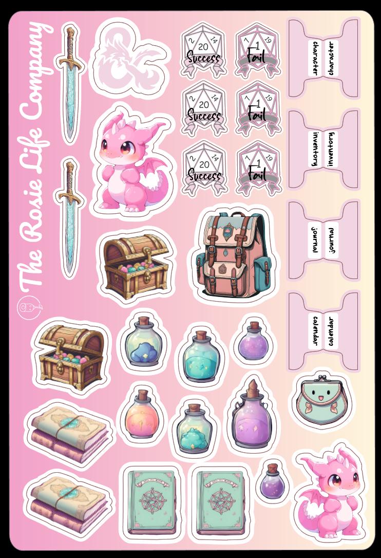 PINK DND Player Character Booklet Stickers - Etsy