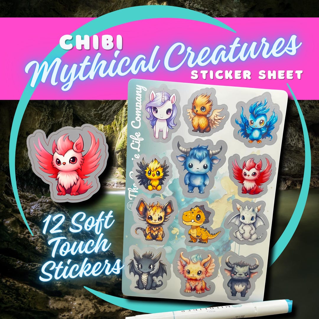 Chibi Mythical Creatures Sticker Sheet - Etsy